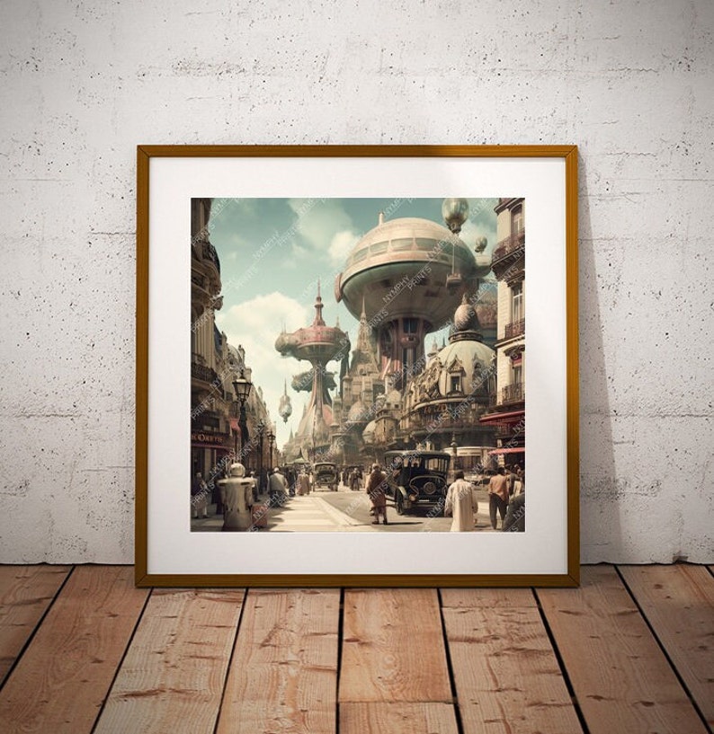 Retro-futuristic Megacity Printable Poster - Etsy