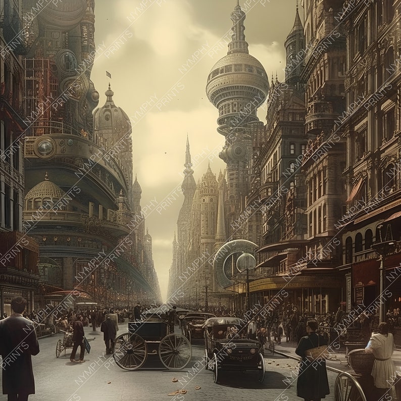 RETRO FUTURISTIC MEGACITY Printable Poster - Etsy