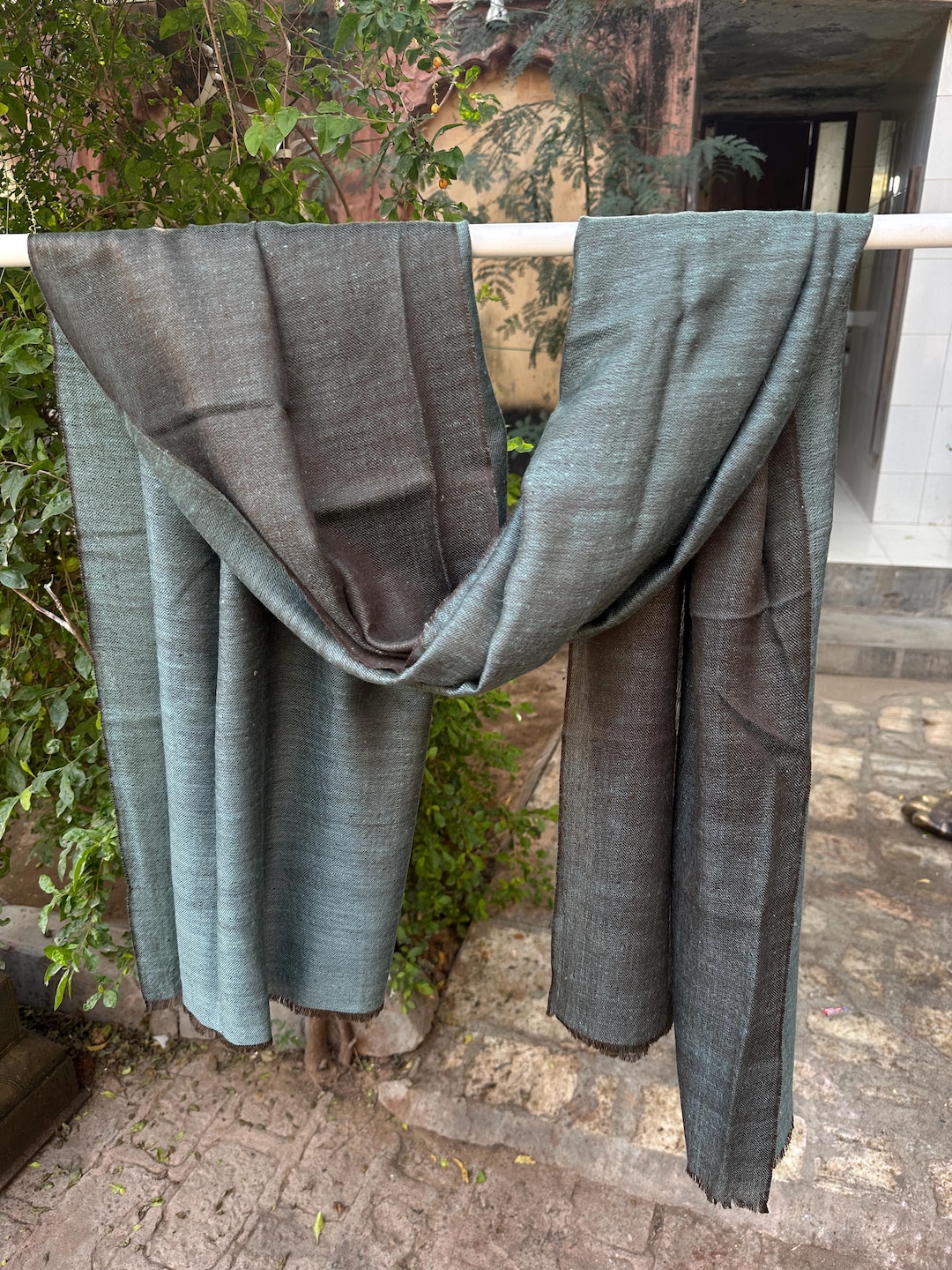 Grey Blue Handwoven Shawl\solid Steel Grey Wool Blend Wrap\minimalist ...