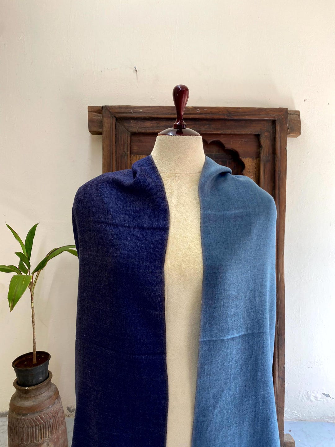 Indigo Blue & Cerulean Blue Color Scarf, Luxurious Stole, Plain Pattern ...