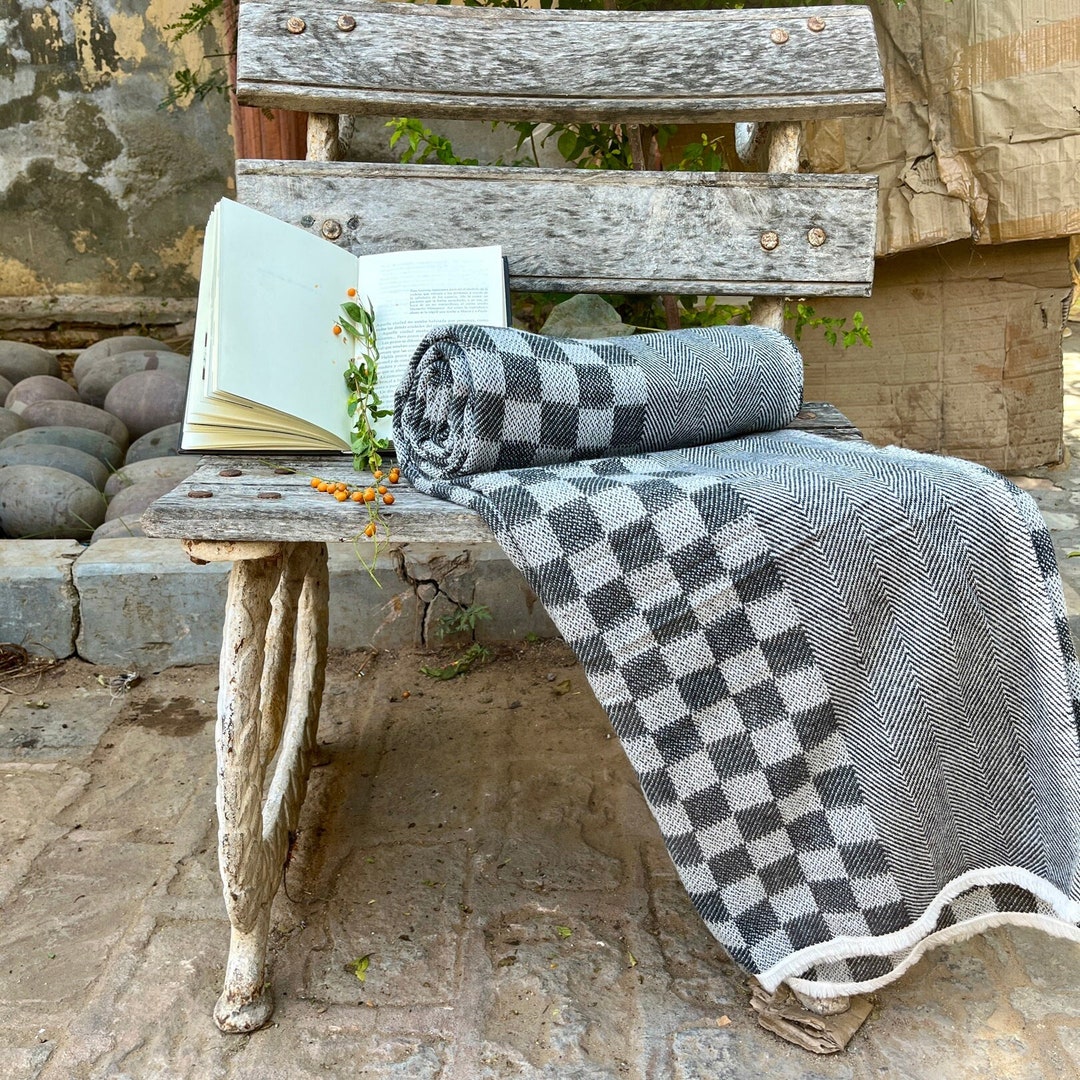Charcoal Knitted Baby Blanket, Chess Board Blanket, Meditation Shawl ...