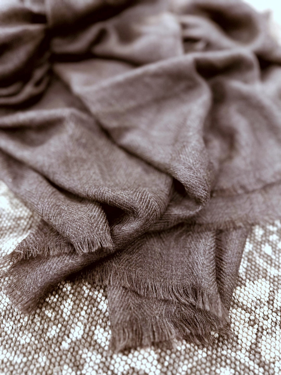 Choco Brown Hand Knitted Guanaco Scarf, Luxurious Handwoven Scarf ...