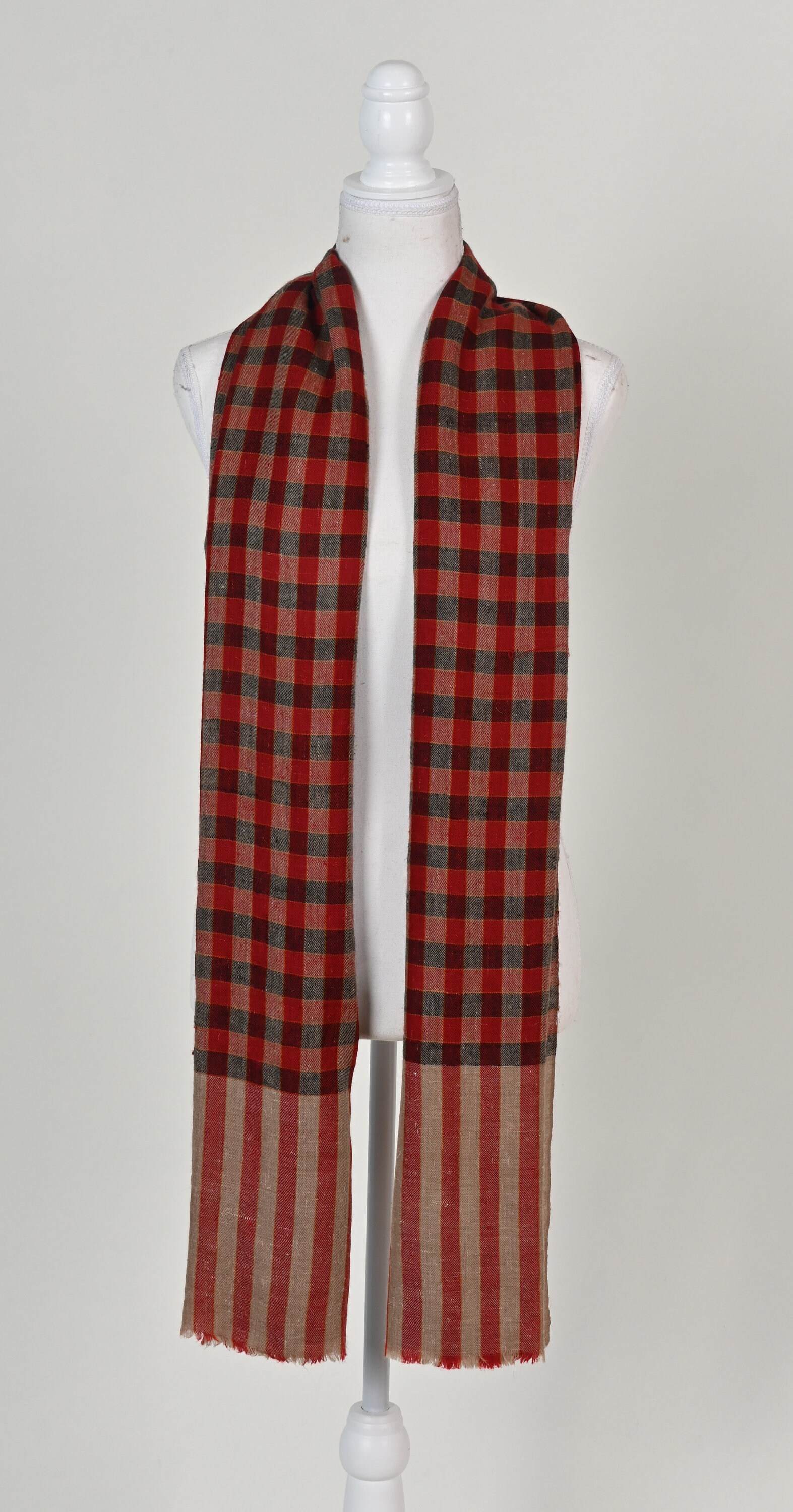 Red Checks Handwoven Shawl Lama Cashmere Shawl Kashmiri - Etsy