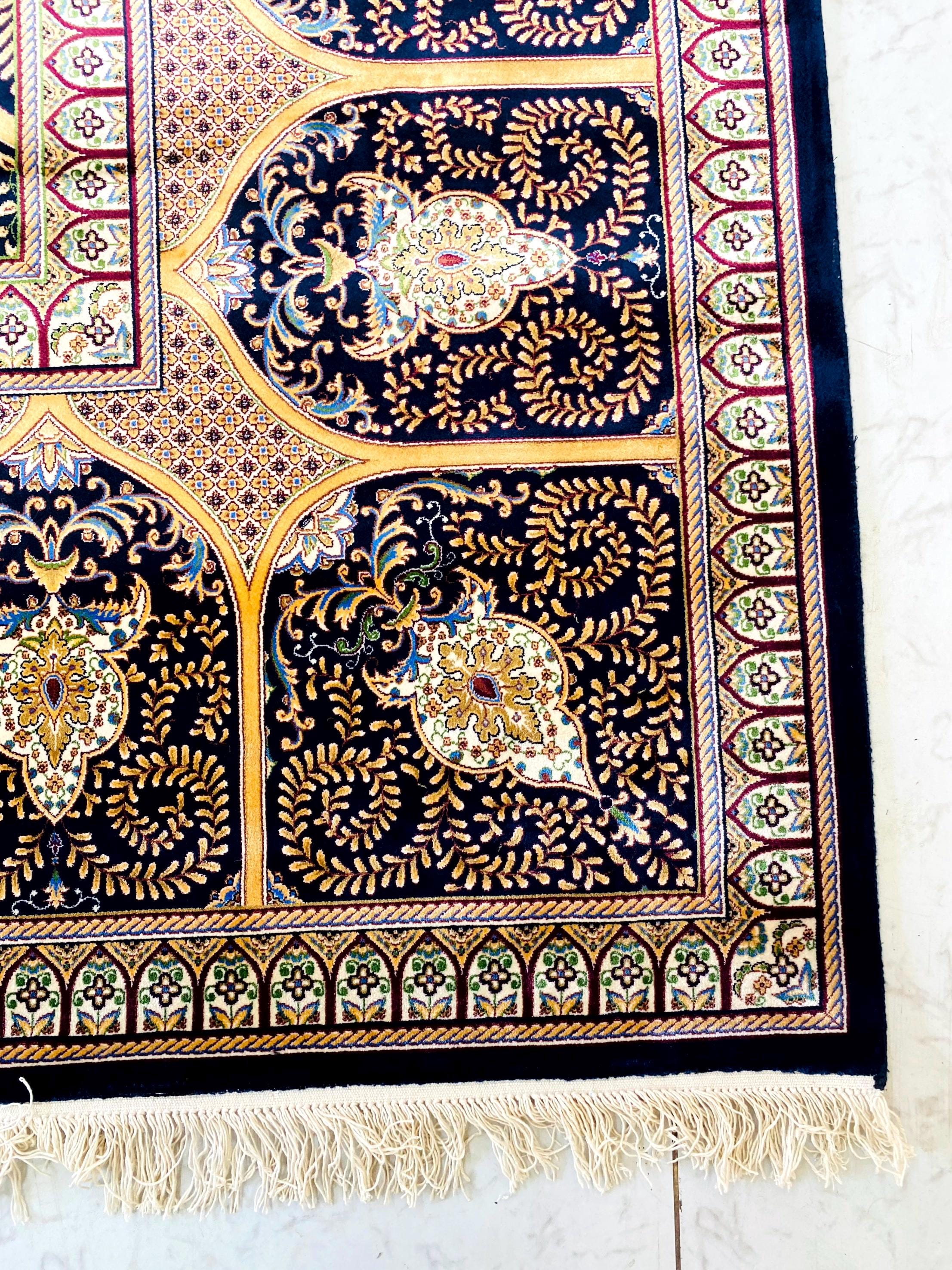 9x12 Ft Carpet, Bright Blue Carpet, With Gold Accents, Royal Carpet ...