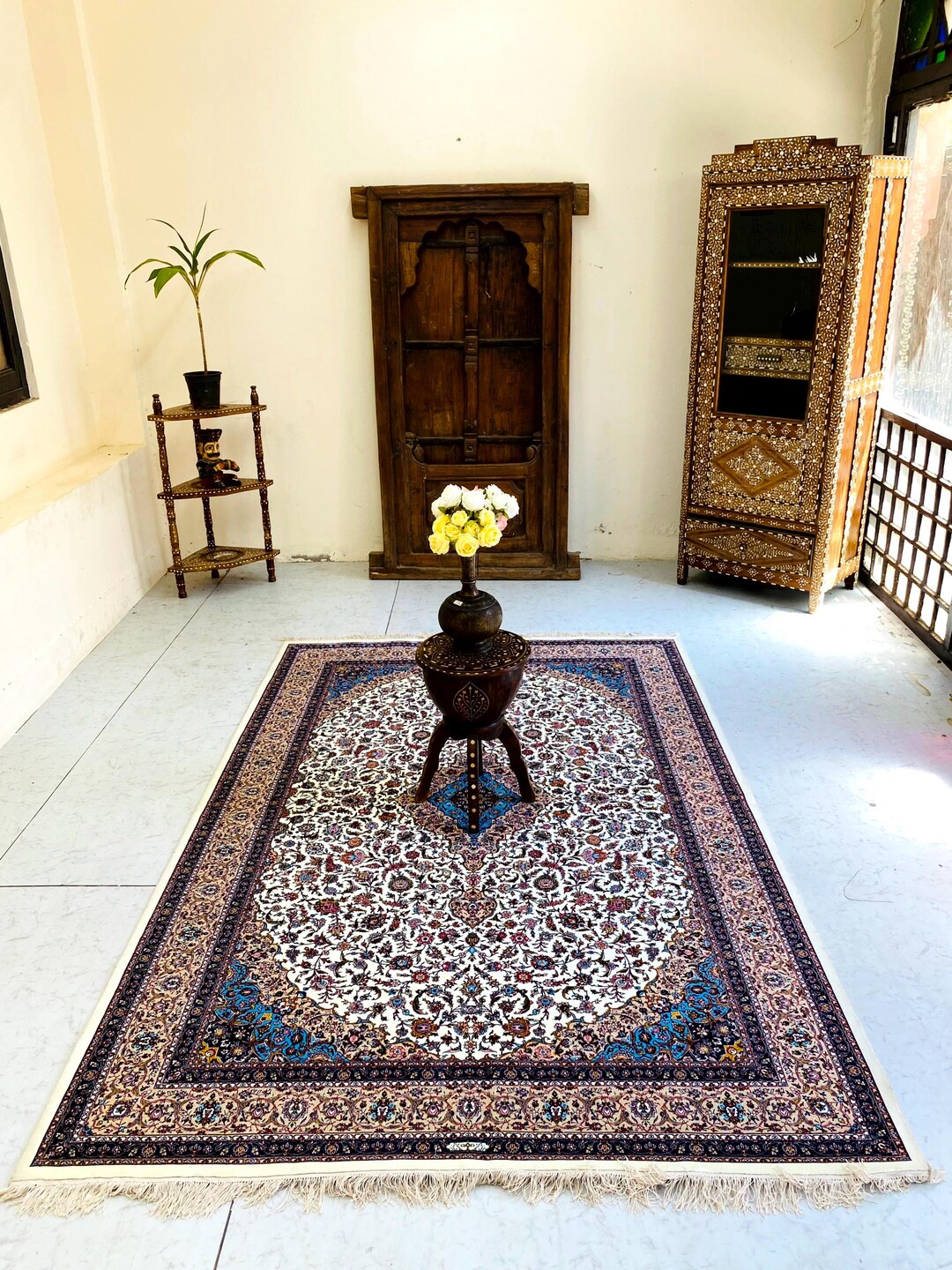 8x5 Ft Carpet, Cream Colored Rug, Simplistic Look, Luxury Rug, Living ...