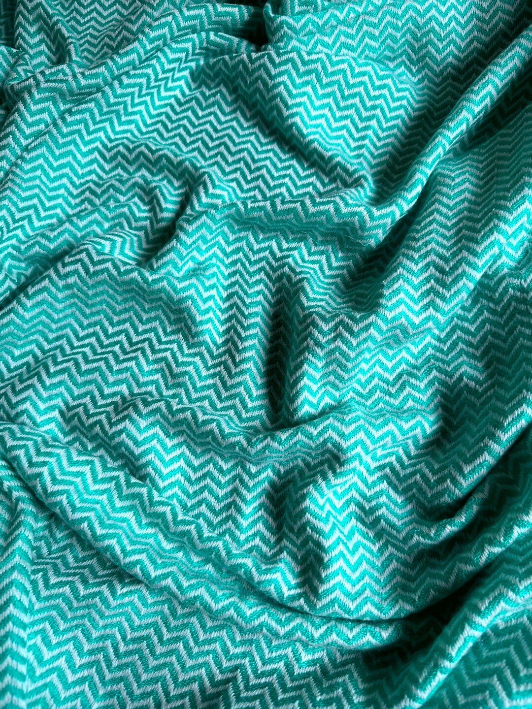 Bright Mint Color, Sheep Pure Wool, Textured Blanket, Large Sofa, Bohemian Design, Throw With No ...
