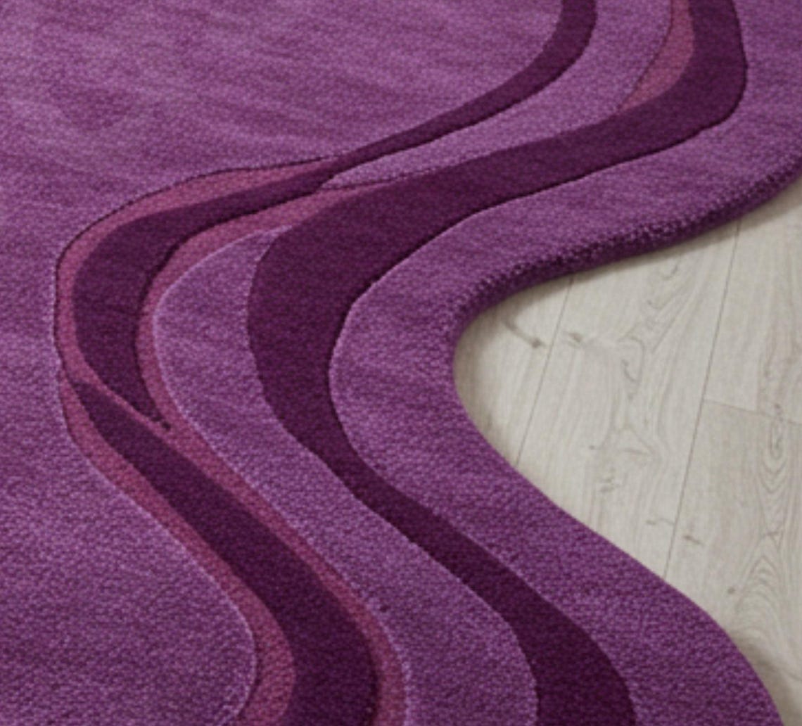 Amethyst Ripple Hand-tufted Wool Rug Irregular Shape Purple Color 8X10 ...
