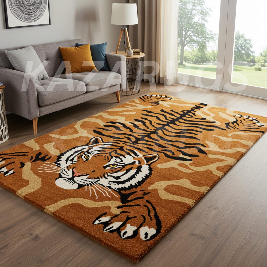 Hand-tufted Tiger Rug | Realistic Tiger Pelt Area Rug | Animal Print ...