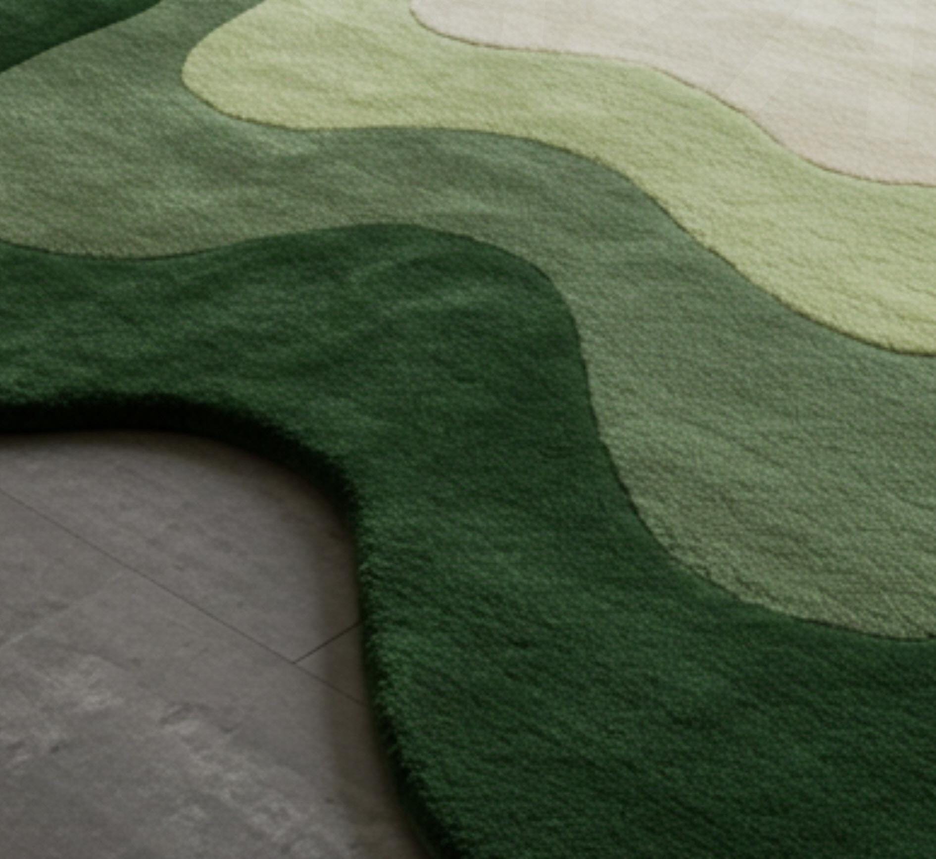 Modern Organic Hand-tufted Wool Rug Irregular Shape Green Color 8X10 ...