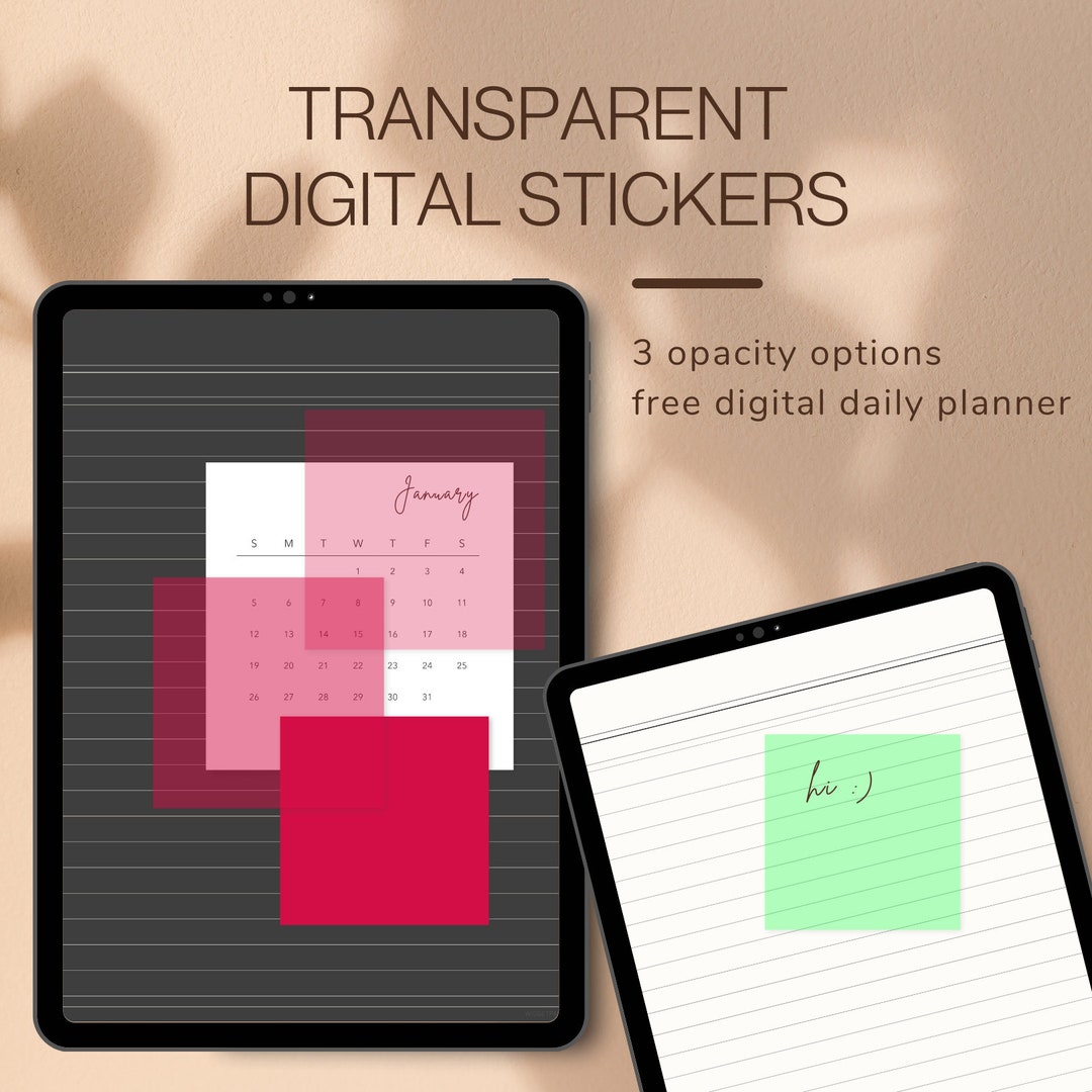 Transparent Sticky Notes Colorful Digital Planner Stickers - Etsy