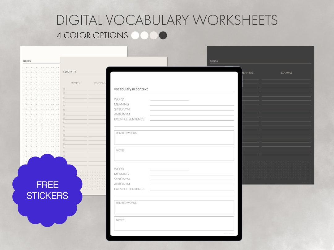 Vocabulary Worksheet, Language Learning Notebook, Vocabulary List ...
