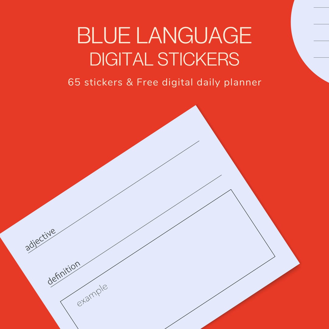 Blue Language Learning Digital Stickers Vocabulary Grammar Synonym ...