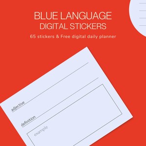 Blue Language Learning Digital Stickers Vocabulary Grammar Synonym ...