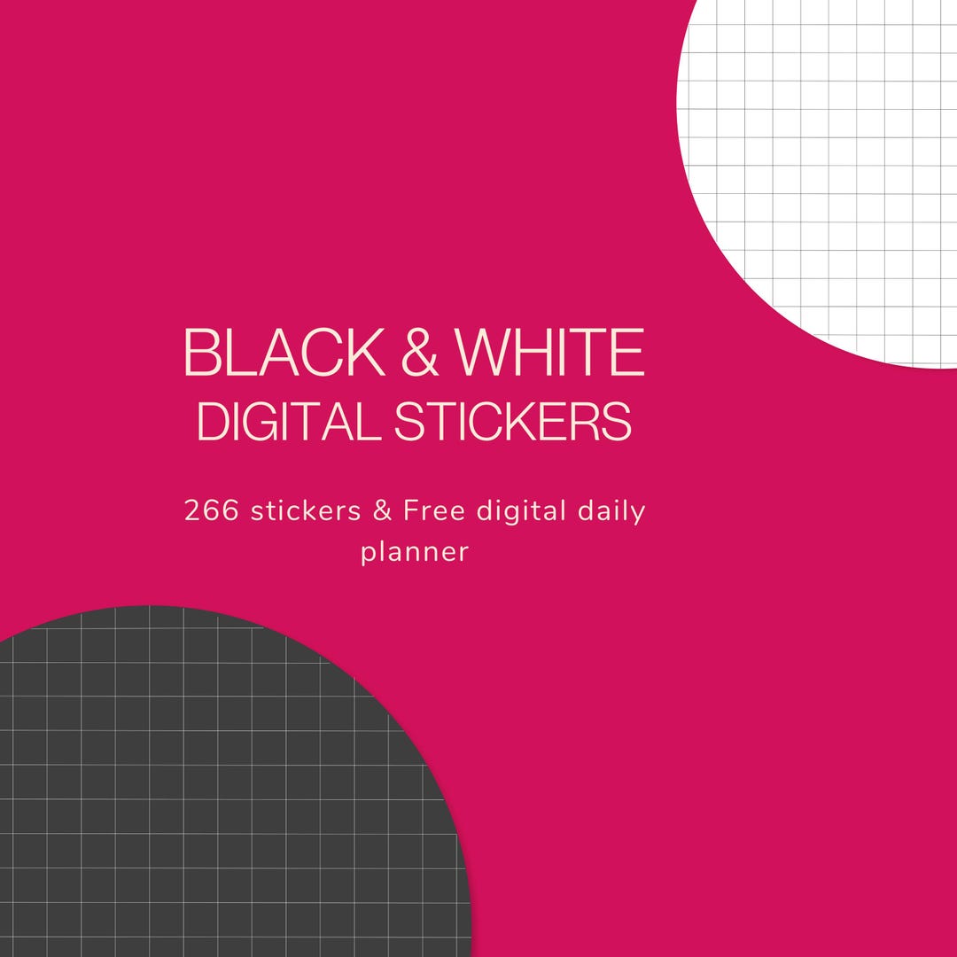 Minimalistic Black and White Digital Stickers Widgets Clean Modern ...