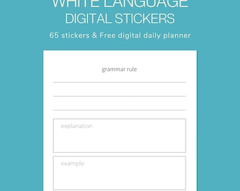 Blue Language Learning Digital Stickers Vocabulary Grammar Synonym ...