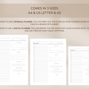 Printable Daily Planner Hourly Planner A4 A5 Letter Minimalist 24 Hour ...