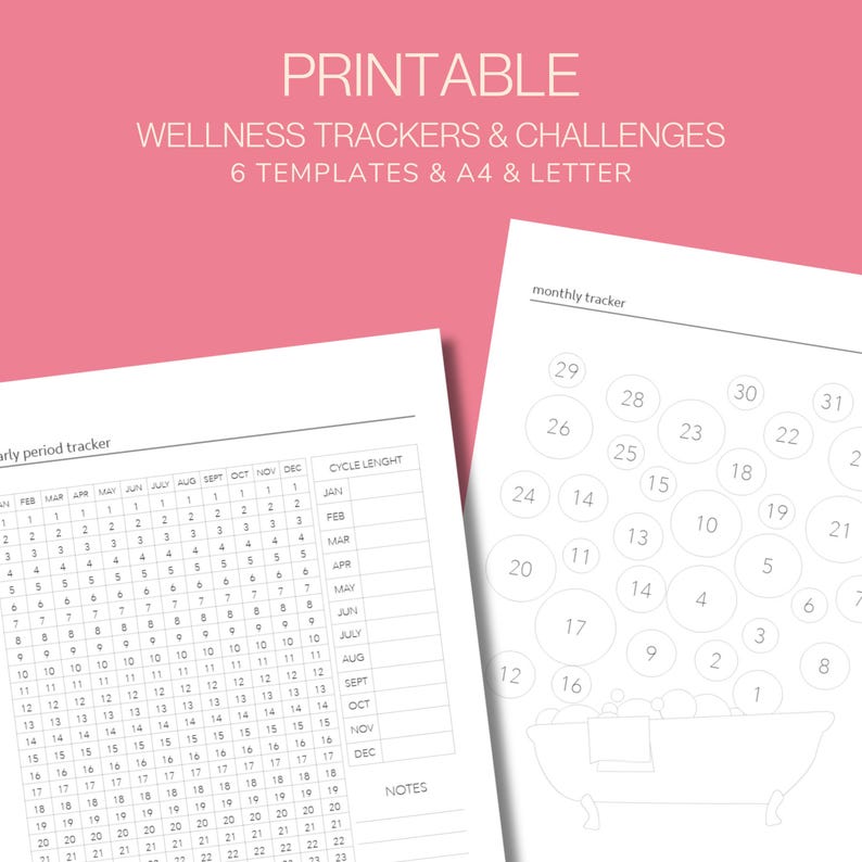 Printable Wellness Trackers and Challenges Routine Habit Tracker ...