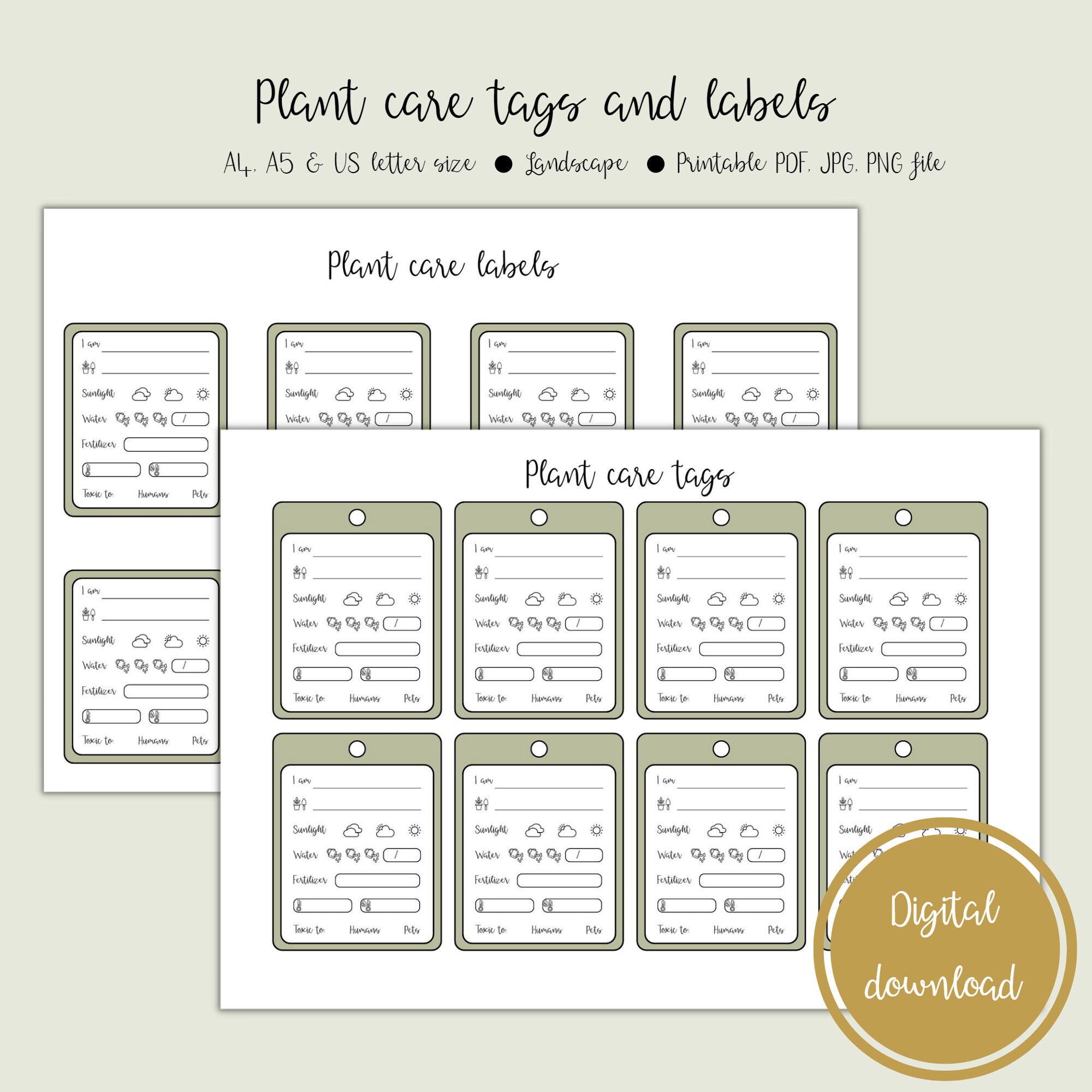 Plant Care Tags, Plant Care Label, Printable Houseplant Tag, Indoor ...