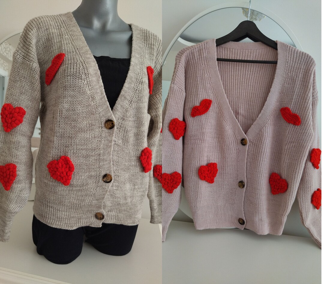 Heart Models Cardigan,comfortable Heart Sweater,knitted Special Sweater ...