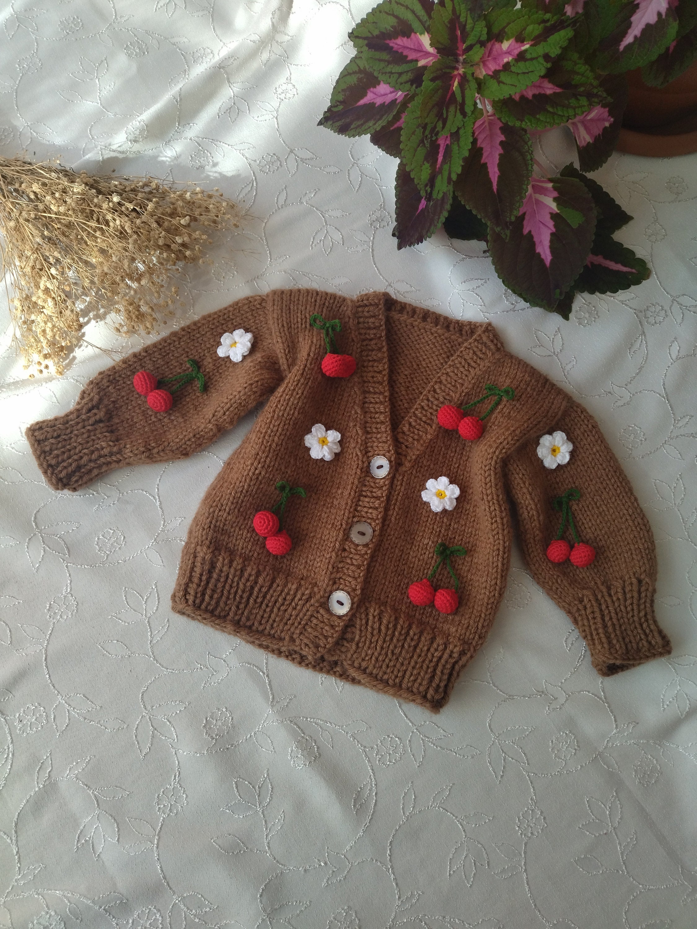 Cherry Applique, 3D Cherry Ornament, Crochet Red Cherry Embellishment ...