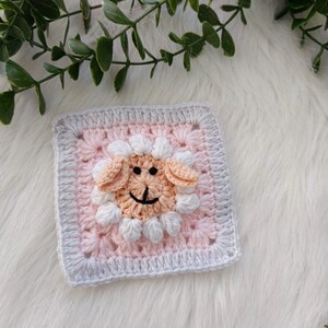 Lamb Granny Square Pattern, Crochet Sheep Afghan Blanket, Animal Baby ...
