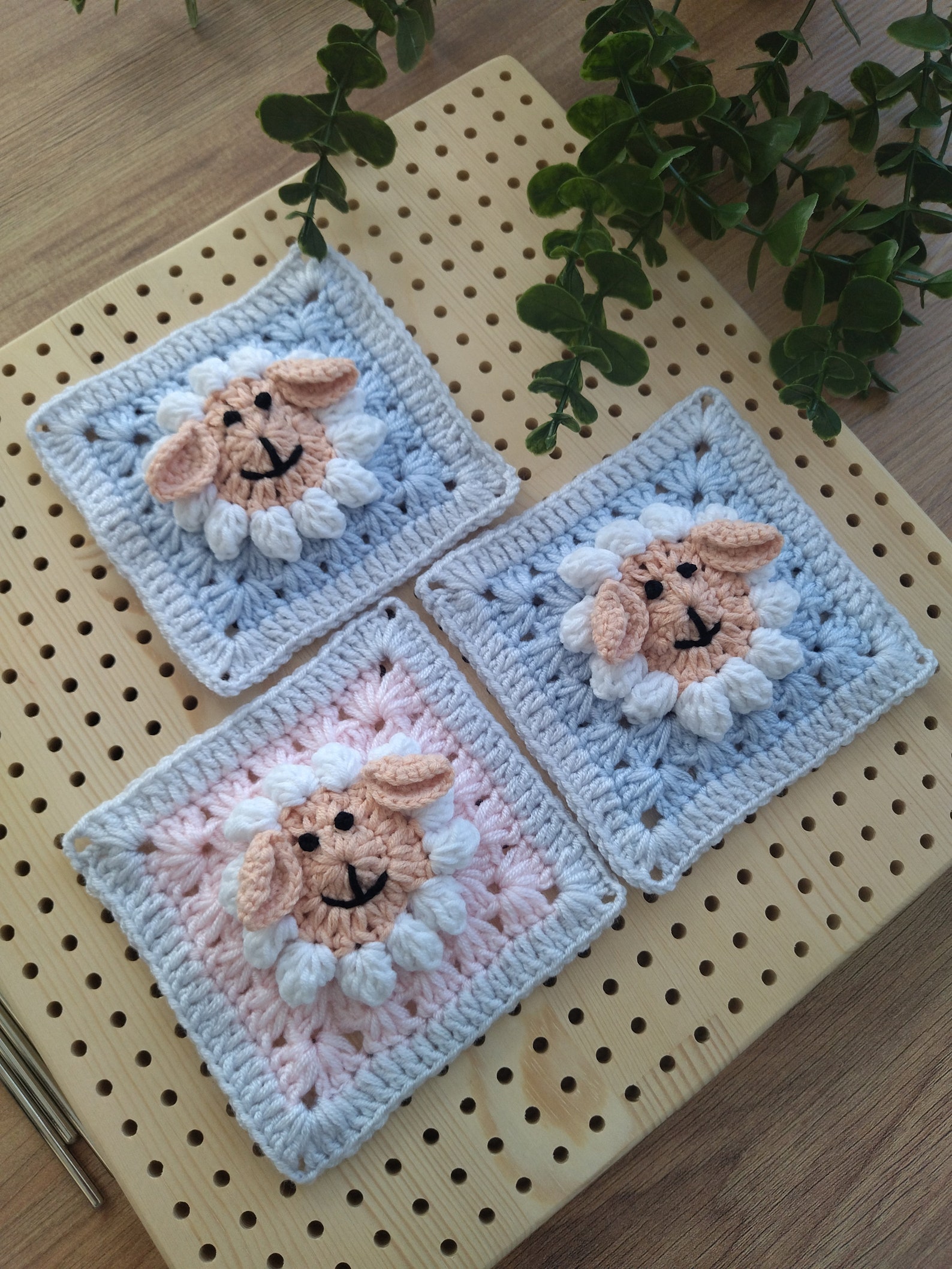 Crochet Sheep Granny Square Pattern,beginner Animal Afghan Blanket,3d ...