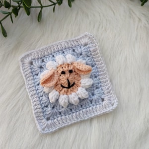Lamb Granny Square Pattern, Crochet Sheep Afghan Blanket, Animal Baby ...