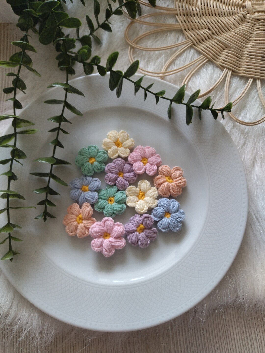 10\20\30 Small Colorful Puff Daisies, Flower Embellisment, 3D Handmade ...