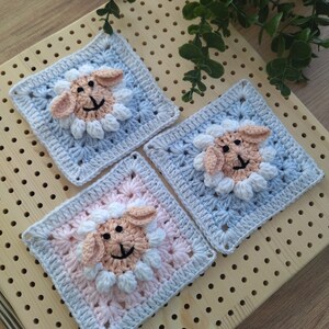 Lamb Granny Square Pattern, Crochet Sheep Afghan Blanket, Animal Baby ...
