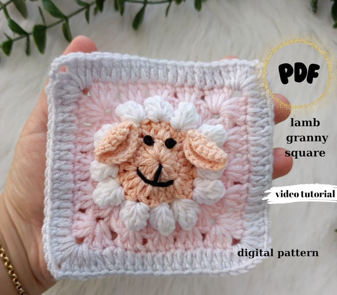 Lamb Granny Square Pattern, Crochet Sheep Afghan Blanket, Animal Baby ...