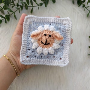 Lamb Granny Square Pattern, Crochet Sheep Afghan Blanket, Animal Baby ...