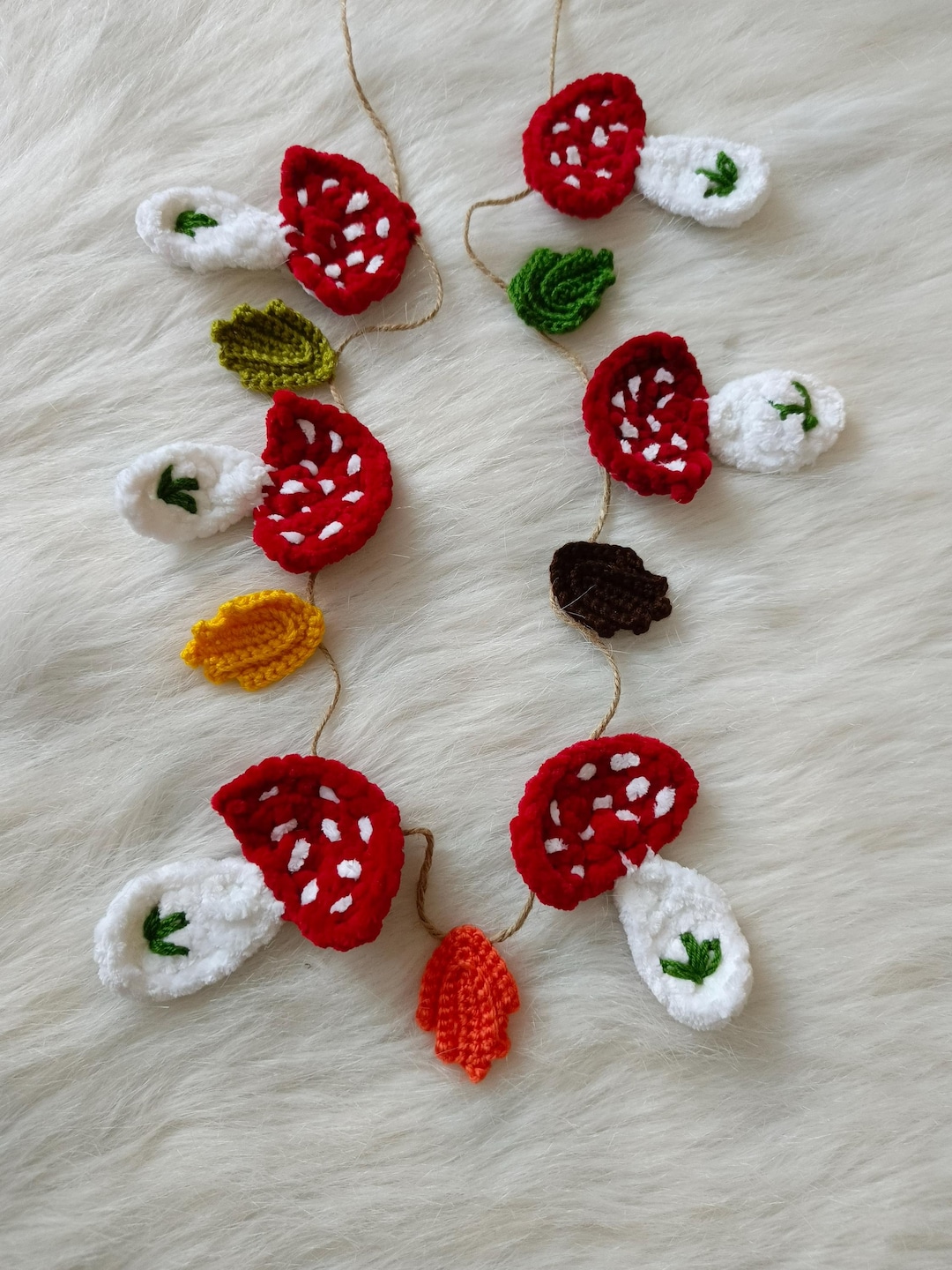 Crochet Mushroom Garland, Fall Wall Hanging, Mushroom Nusery Flama ...