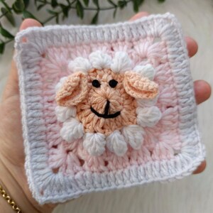 Lamb Granny Square Pattern, Crochet Sheep Afghan Blanket, Animal Baby ...