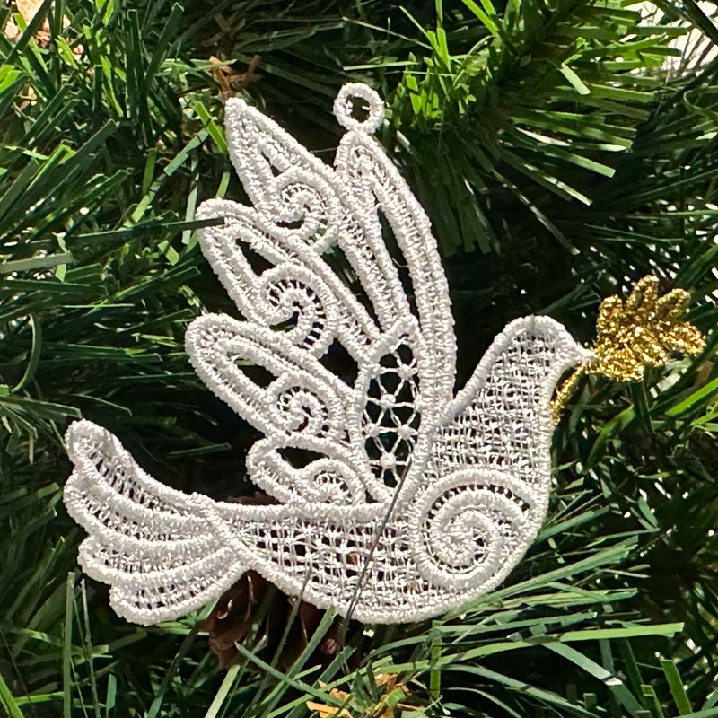 Embroidered Christmas Dove - Etsy
