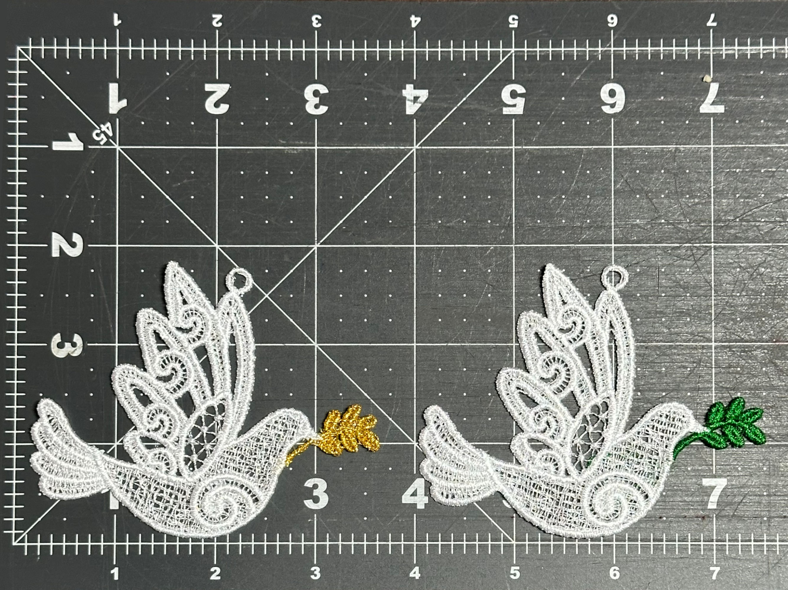 Embroidered Lace Dove With Olive Branch Ornament. Elegant Dove Ornament ...