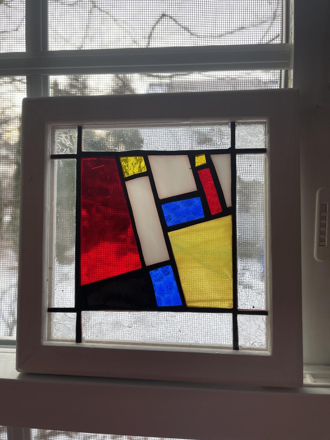 Wood Framed, Stained Glass Window Panel. - Etsy