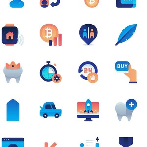 Gradient Icons Pack 100 Vector Icons AI PNG SVG - Etsy