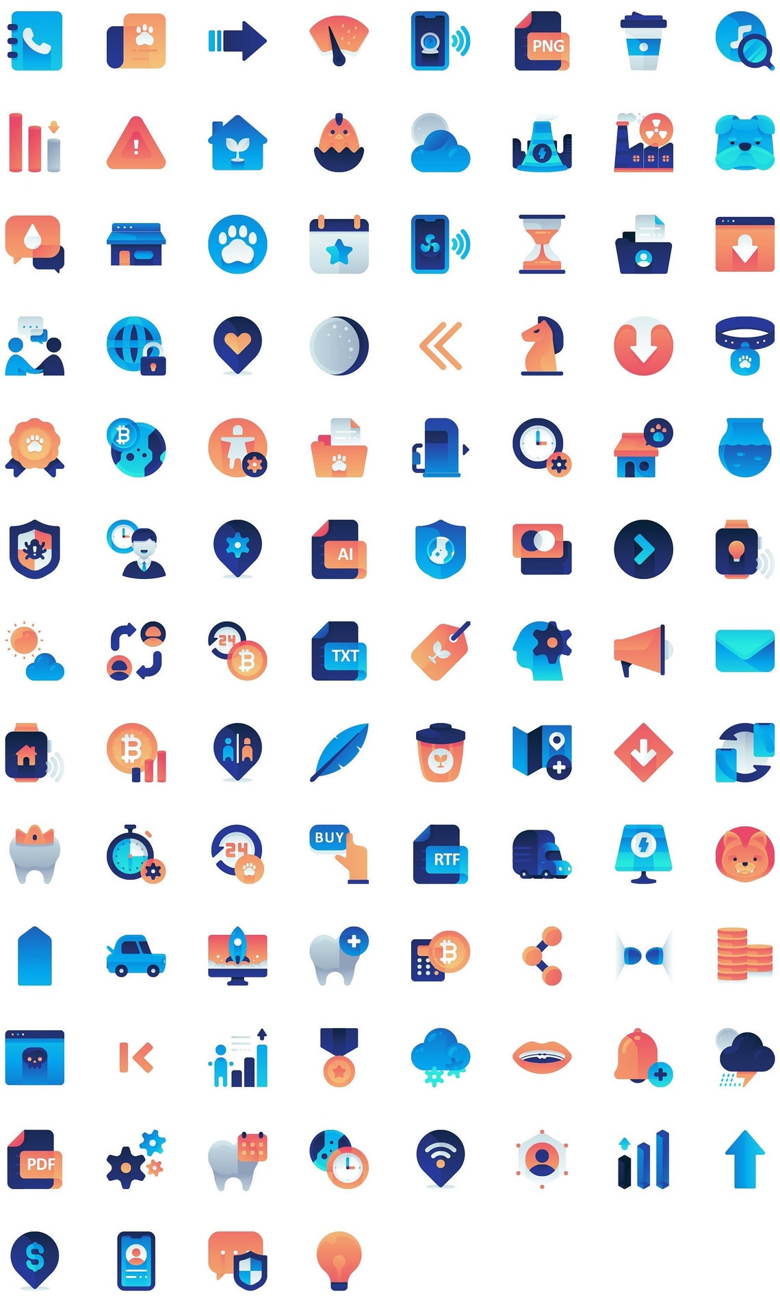Gradient Icons Pack 100 Vector Icons AI PNG SVG - Etsy