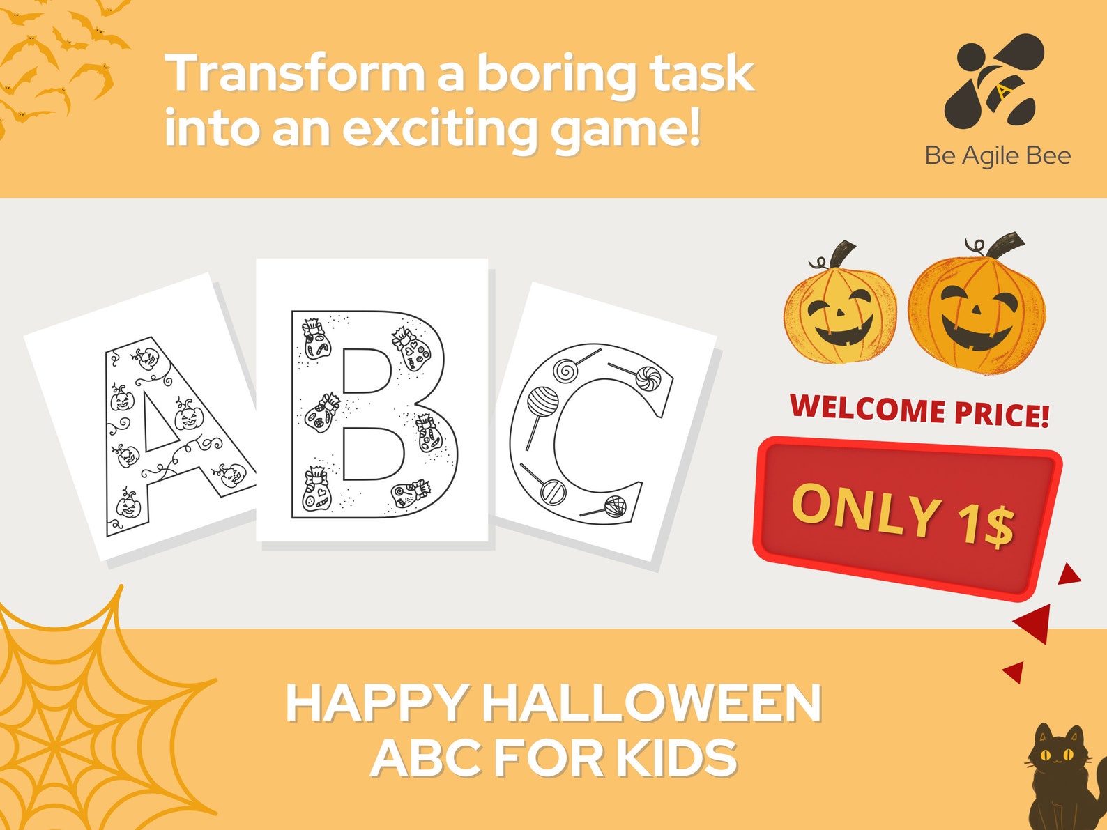 Printable Halloween Coloring 26 Alphabet Pages, Preschool, Kindergarten ...