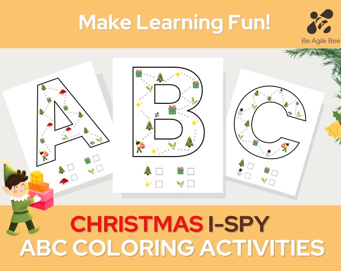 Christmas I Spy Printable Games for Kids ABC Coloring Page Preschool ...