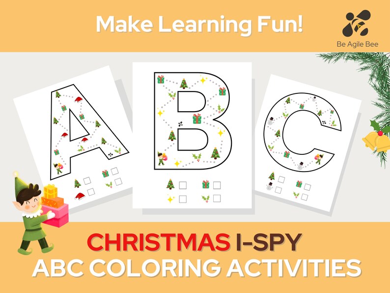 Christmas I Spy Printable Games for Kids ABC Coloring Page Preschool ...