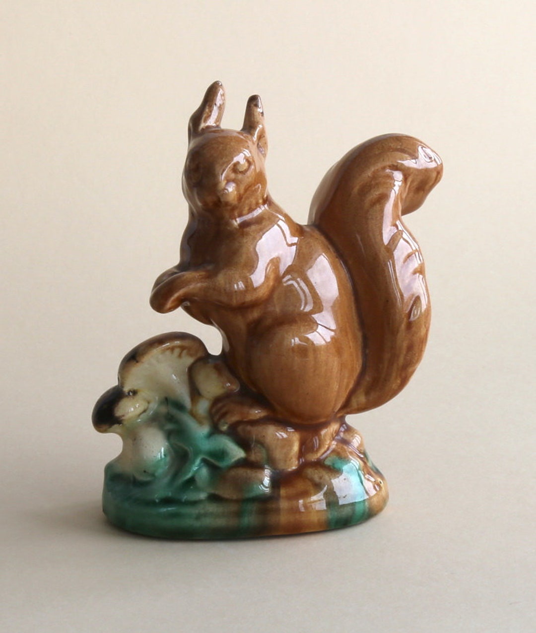 Figurine Squirrel With Mushrooms Pottery, Majolica Old Gzhel USSR - Etsy