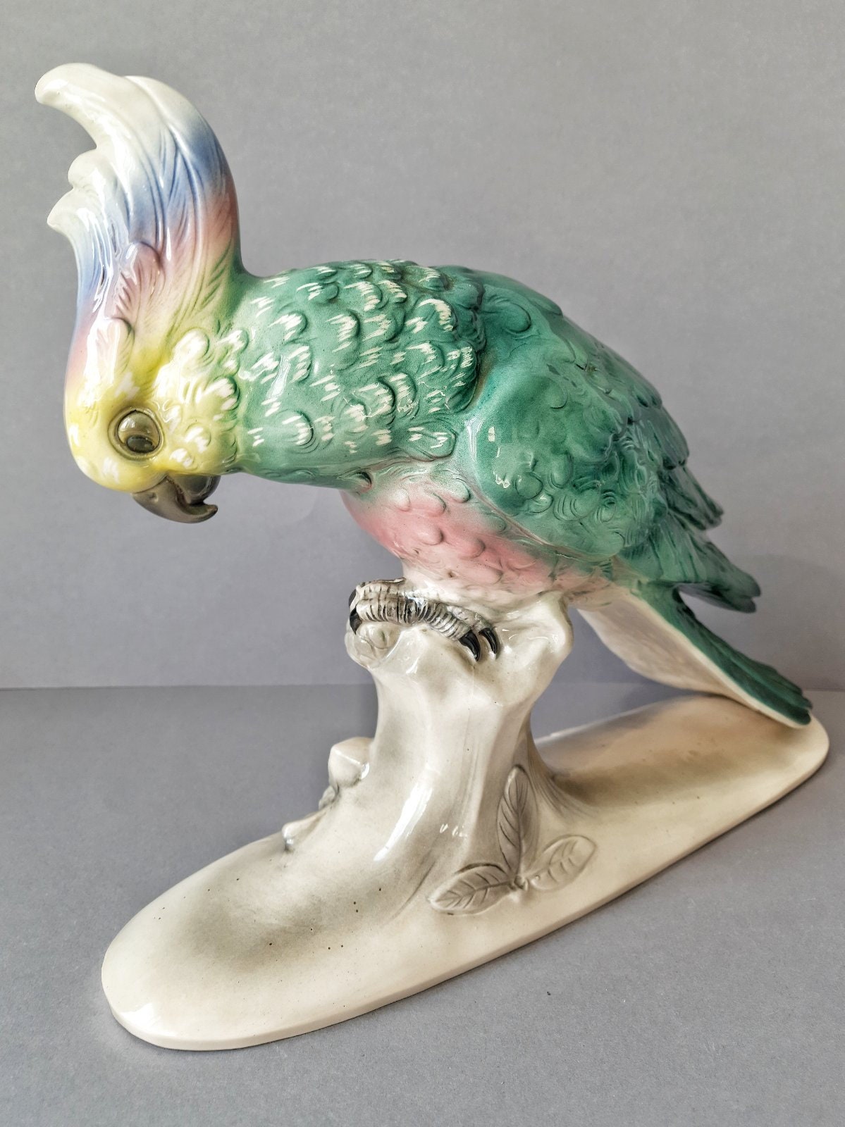 Huge Porcelain Figurine Sculpture Bird Parrot Hertwig Katzhutte Germany ...