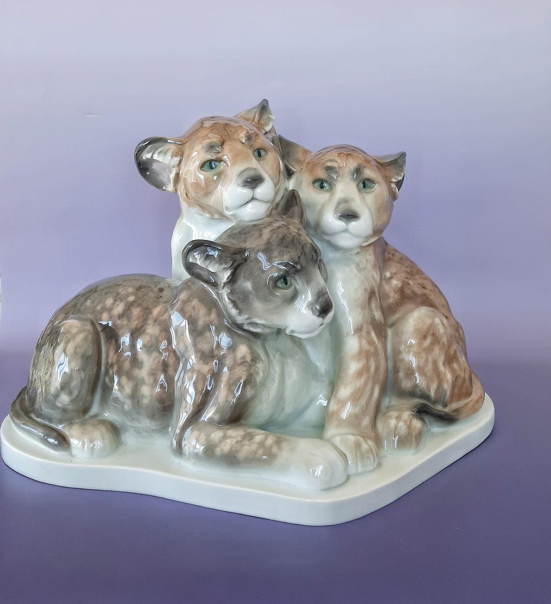 Rare Antique Sculpture Figure of Lion Cubs Lion. Lion. Beginning of the ...