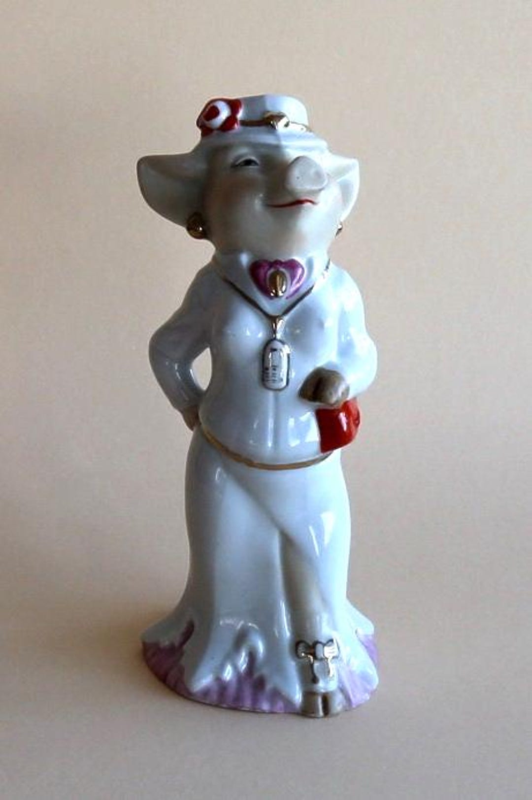 Porcelain Figurine Mrs. Pig - Etsy