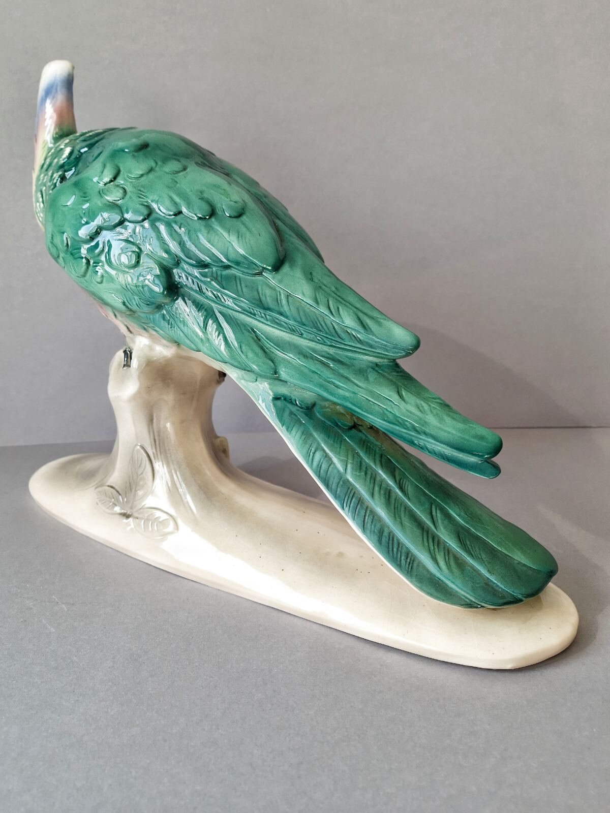 Huge Porcelain Figurine Sculpture Bird Parrot Hertwig Katzhutte Germany ...