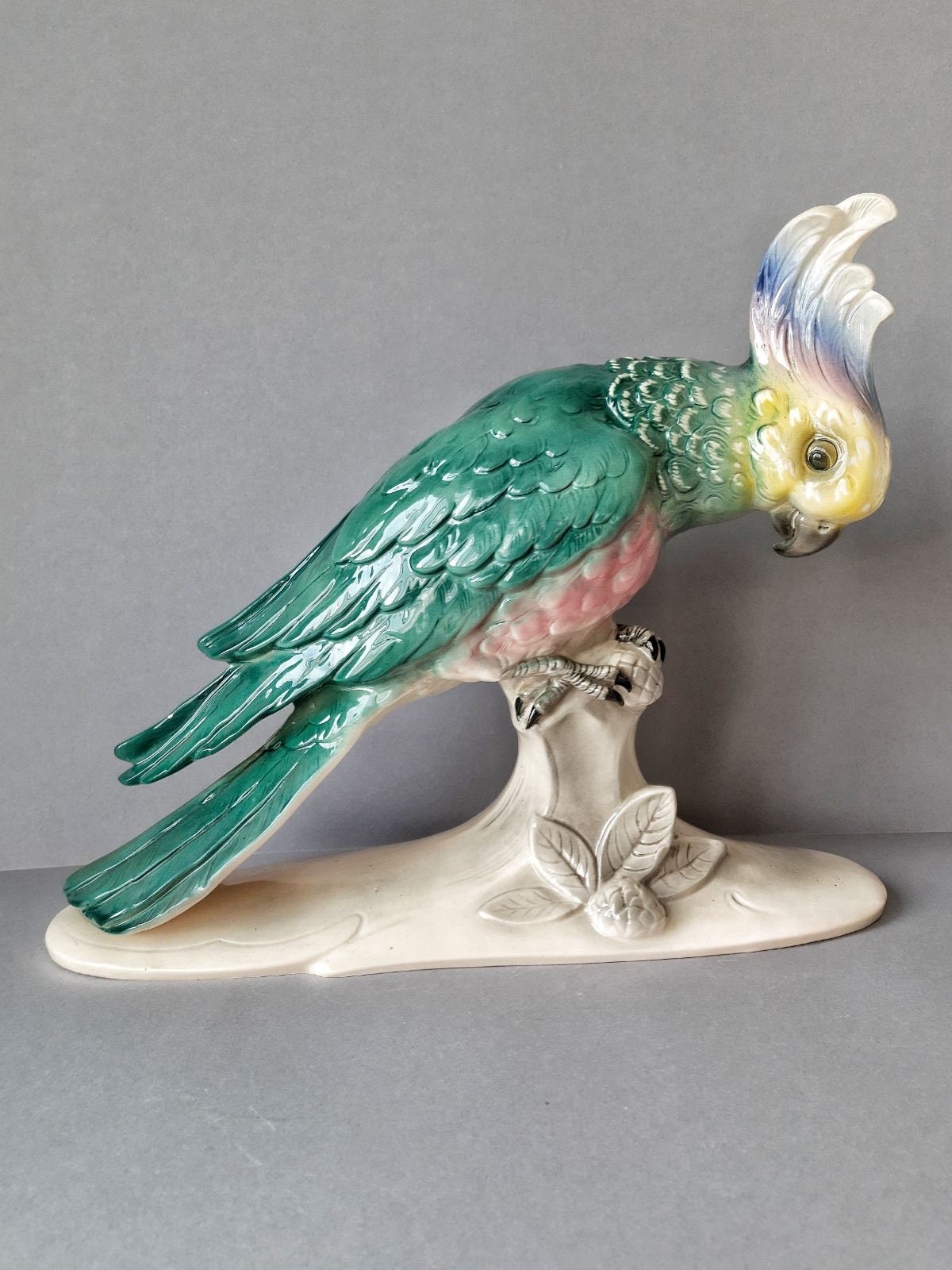 Huge Porcelain Figurine Sculpture Bird Parrot Hertwig Katzhutte Germany ...