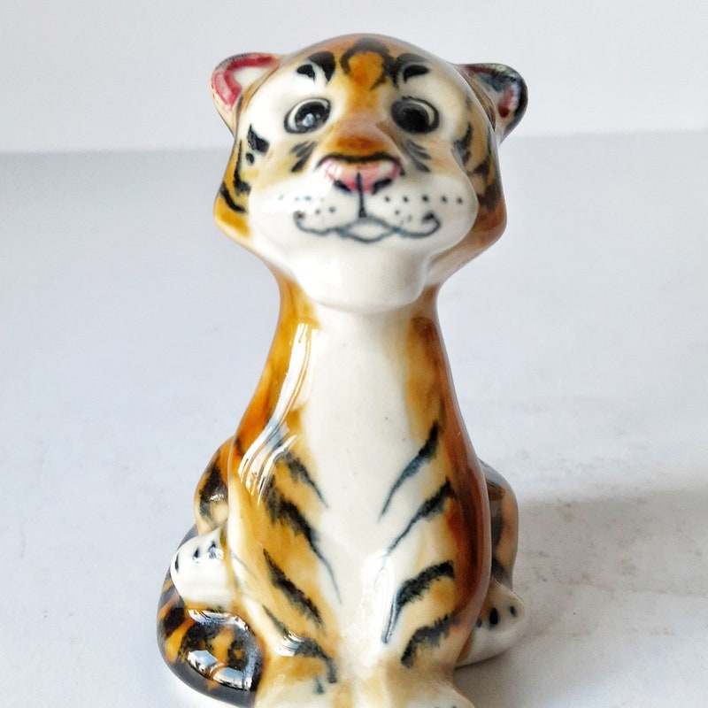 Porcelain Tiger Figurine - Etsy
