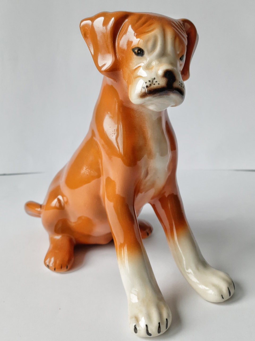Porcelain Figurine Dog Boxer Bulldog Cluj Napoca Cervit Romania - Etsy