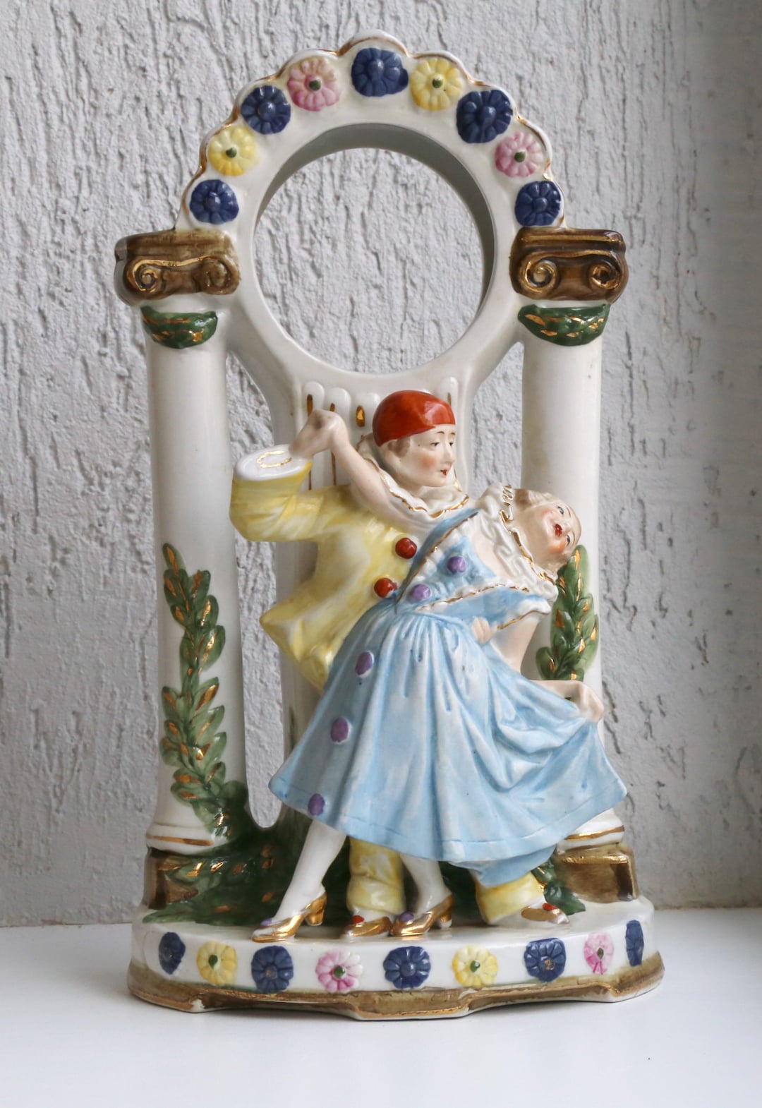 Porcelain Figurine Watch Stand Pierrot Dance - Etsy